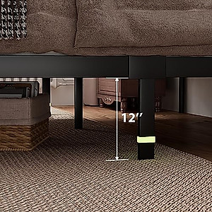 iPormis King Size Metal Bed Frame with Faux Leather Button Tufted Headboard and Footboard, Heavy Duty Platform Bed with 17 Steel Slats,12" Under-Bed Space, No Box Spring Needed, Noise-Free, Black