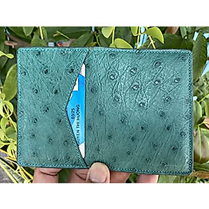 Doubleside Green Body Ostrich leather skin Credit Cardholder, leather credit cardcase, leather creditcard cover