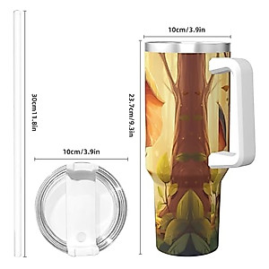 HULIBIN Cute Elephant Print Double Deck Stainless Steel Travel Coffee Cup With Lid 40 Oz Ice Bully Cup