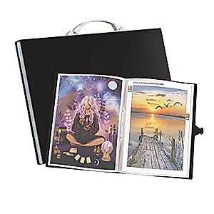 A3 Diamond Art Storage Diamond Painting Kits Combo Folderd for Diamond Painting 30-Page Transparent Sleeve Large Capacity (30 pages30.5x42.5cm(12x16.7inch）, Black)