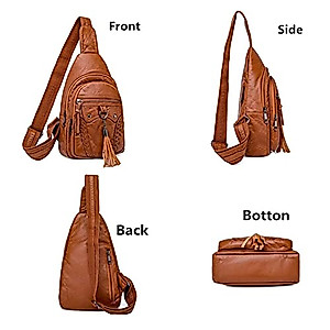 IAGOM Small Leather Sling Bag, Shoulder Sling Bag, Crossbody Sling Backpack for Women Purse