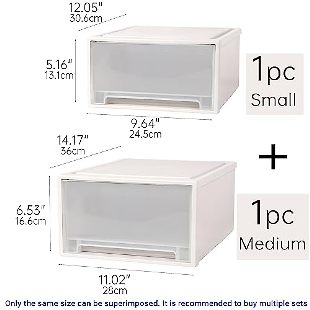 Yishyfier Stackable Plastic Storage Drawer Organizer with Clear Doors for Pantry,Bedroom,Closet,Desk,Home and Office De-Clutter,Store Under-Sink,Shoes and Crafts,Hallway,Entryway,Under Bed,2-Pack