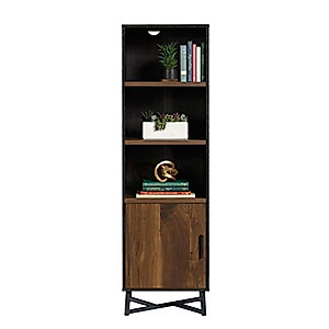 Sauder Canton Lane Industrial 3-Shelf Bookcase with Door, Brew Oak Finish
