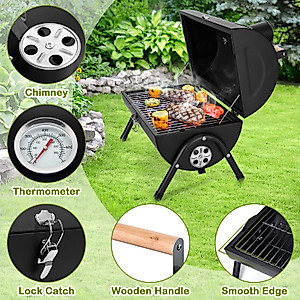 Portable Charcoal Grill Set of 12, Leonyo Tabletop Charcoal Grills, Compact Small BBQ Grill with Griddle Accessories for Outdoor Camping, Patio, Backyard, Beach, RV Traveling