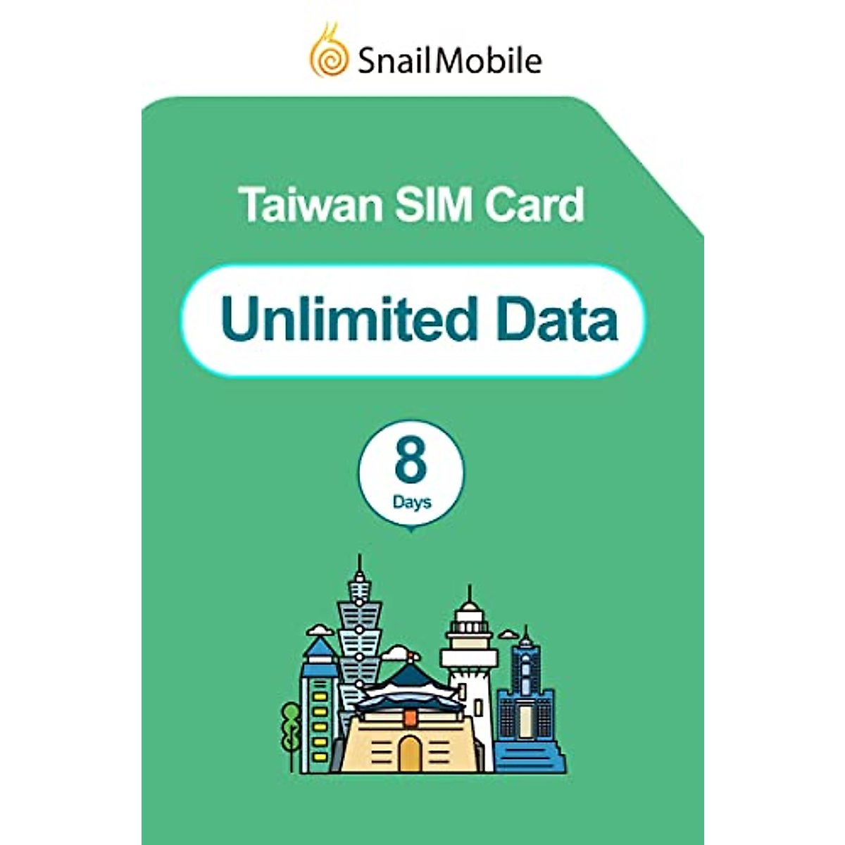 SnailMobile Taiwan SIM Card 8-Day Unlimited Data Usage for China Travel,Data Roaming(3-in-1 SIM Card)