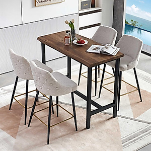 Homedot Bar Table Set for 4, 47.24" Industrial Counter Height Pub Table with 4 Chairs, Home Kitchen Breakfast Table and Chairs for Dining Room, Living Room, Apartment