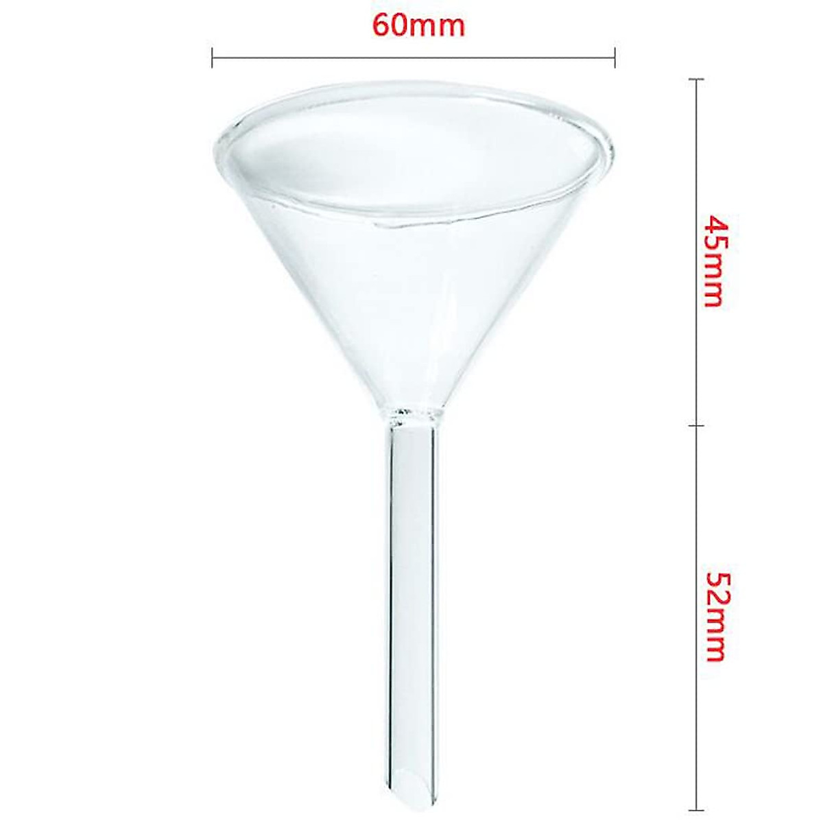 2pcs Glass Funnel Lab Glass Funnels 60mm Diameter,100mm Length Plain Stem Best for Laboratory