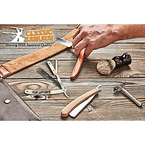 Classic Samurai CS-102 Stainless Steel Professional Barber Straight Edge Razor with 100 Lord Single Edge Razor Blades (Silver Metal)