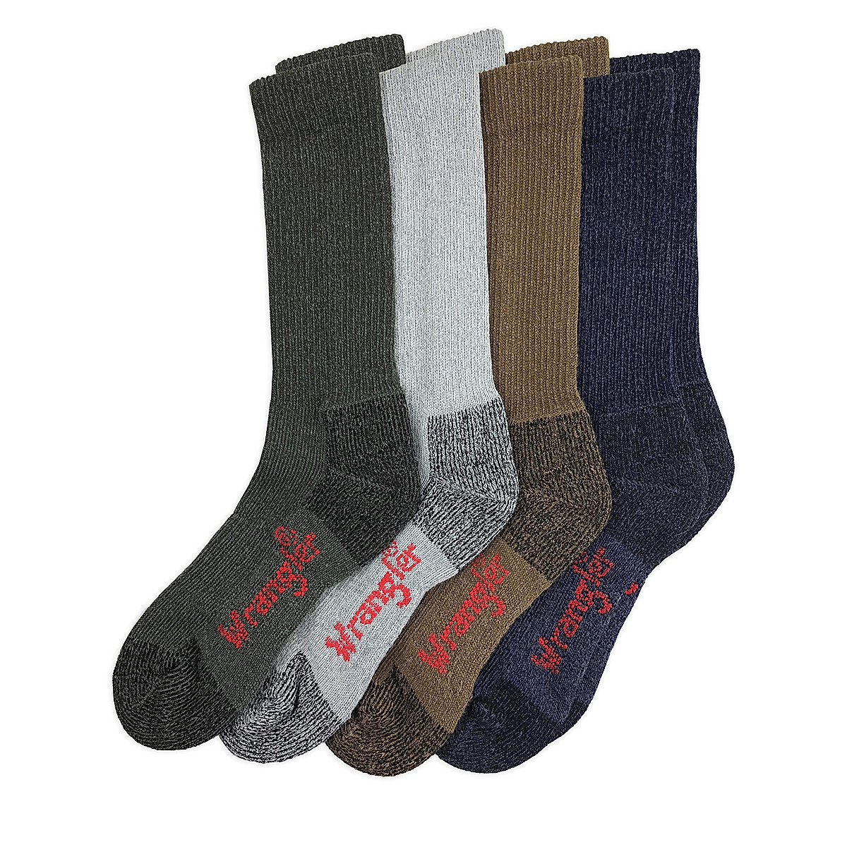 Wrangler Mens Riggs Workwear Ultra-Dri Moisture Wicking Crew Boot Socks 4 Pair Pack (Large - Sock:10-13/Shoe:9-13, Assorted)