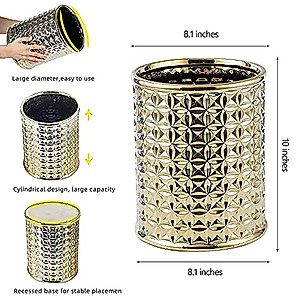 BASDHE Bathroom Accessories Set-5 Piece Ceramic Gift Set Toothbrush Holder,Toothbrush Cup,Soap Dispenser,Soap Dish,Trash Can, Set Bathroom (Yellow)