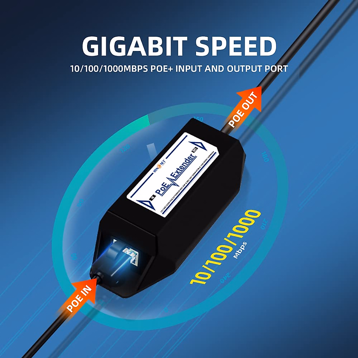 HYN@NET PX201 30W Gigabit PoE Extender One Channel 10/100/1000Mbps PoE Repeater for Security Camera,IEEE802.3at/af Compliant,Plug and Play