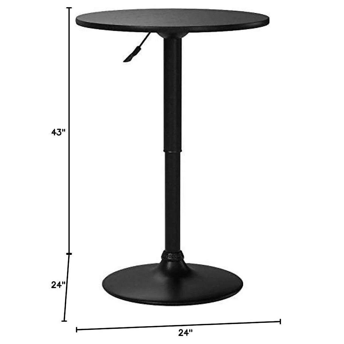 Armen Living Bentley Height Adjustable Swivel Pub Table with Black Wood Finish and Black Base