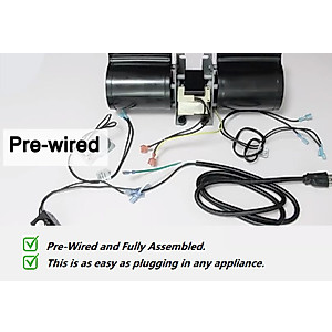 Hongso Pre-Wired GFK-160 GFK-160A Fireplace Blower Fan Kit with Ball Bearings Motor for Heat N Glo, Hearth and Home, Quadra Fire, GTI, Fasco, Regency Wood Stove Insert, Royal, Jakel, Nordica, Rotom