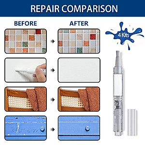 ZURLEFY 4 Count Touch Up Paint Brush Pen for Painting Walls, House Paint Drywall Repair Brushes kit for Wood Furniture, Desks, Fence Scratches(3ml)