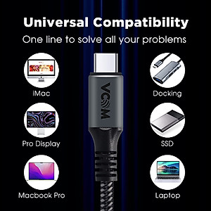 VCOM USB 4 Cable for Thunderbolt 4 Cable 4 FT, 100W Cable with 40Gbps Data and 8K@30Hz 5K@60Hz or Dual 4K Video,Compatible with Thunderbolt 3/4 Cable and USB-C,for MacBooks,Hub, Docking, and More