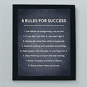 "8 Rules for Success"-Inspirational Life Quotes Wall Art -8 x 10" Fierce Motivational Wall Print-Ready to Frame. Home-Office-Studio-Dorm Decor. Perfect Desk & Cubicle Sign. Great Gift of Motivation!