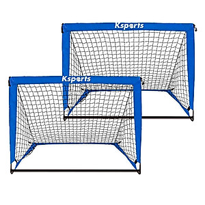 Ksports Soccer Goal Set for Kids Portable Training Equipment with Net, Balls, and Bag for Outdoor Backyard Football, 4 x 3 Feet, Blue