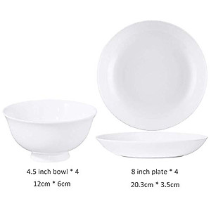 GagalU Fine Dinnerware Set,10 Piece Dinnerware Set, White Ceramics Dinner Set, 4.5 Inch Dinners Plates, 8 Inch Cereal Bowls Set, Service for 6