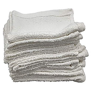 Marquis Mills 12 Inch x 12 Inch White Cotton Value Washcloths - Reusable Lt Weight Thin Cloth Rags - Bath/Exfoliating/Kitchen/Garage - 1 Lb per Dozen - Set of 24