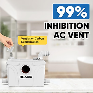 800W Macerator Pump, Macerating Pump for Basement with 4 Water Inlets for Macerator Toilet System