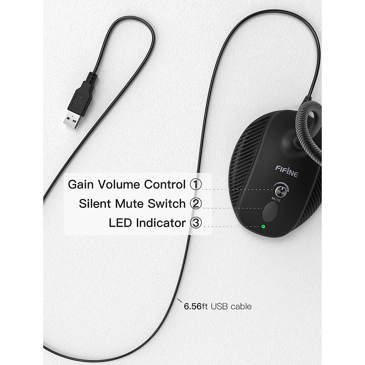 Fifine USB Computer Microphone, Plug &Play Desktop Condenser PC Laptop Mic,Mute Button with LED Indicator, Compatible with Windows/Mac, Ideal for YouTube,Zoom,Recording,Twitch Games(K054)