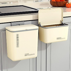 Kitchen Trash Can,Compost Trash Can,Hanging Trash Can for Kitchen Cabinet Door,Multifunctional Hanging Trash Can with Lid,8L/12L Small Kitchen Garbage Can,for Counter Top or Under Sink