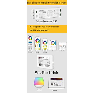 LGIDTECH LS2 LED Strip Lights 5 in 1 Controller,Compatible with Single Color,RGB,RGBW,WW+CW,RGB+CCT LED Strip Lights,Smartphone APP Control via Gateway(Excluded)