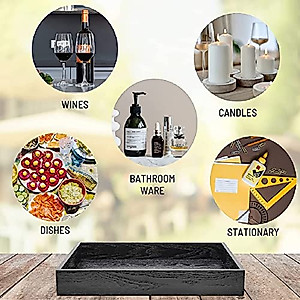 Solid Wood Tea Tray, Wooden Serving Tray Rectangle Solid Wood Fruit Tray Food with Raised Edges for Home, Kitchen, Restaurant(30 * 20 * 2cm)