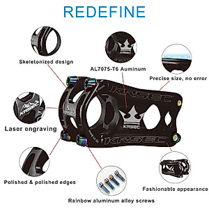 KRSEC 31.8 Bike Stem Mountain Bike Stems Short Handlebar Stem Aluminum Alloy for Bicycle,Road Bike,BMX, Cycling Stem Accessories Black