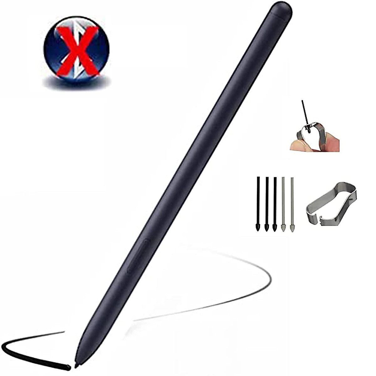 Galaxy Tab S8, S8plus, S8 Ultra Stylus Pen Replacement for Samsung Galaxy Tab S8, S8plus, S8 Ultra+ Tips/Nibs (Without Bluetooth)/Black