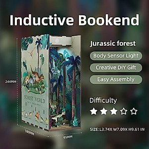 DESMOND 3D Book Nook kit, Forest World Epic Dragons DIY Miniature Dollhouse Kit Bookshelf Insert Personalized Assembled Bookends Wooden Puzzle Miniature Kit