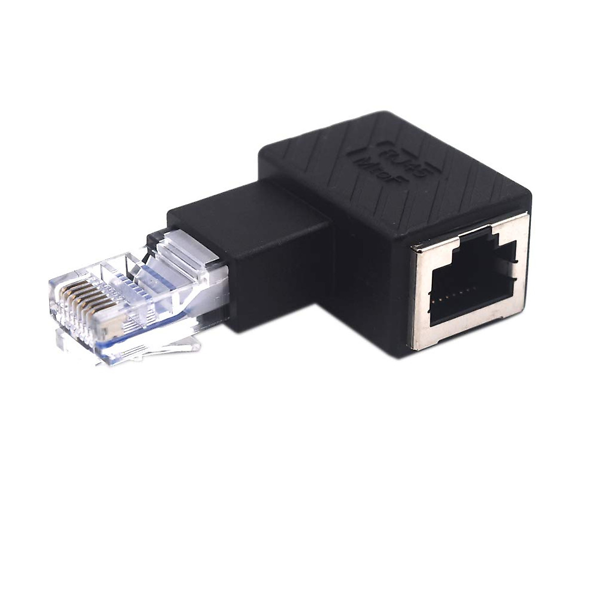 Kework 2 Pack Network RJ45 Extender, 90 Degree Right Angle Ethernet LAN RJ45 Male to Female Extension Adapter Connector for Cat5 Cat5e
