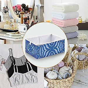 QUGRL Unique Denim Storage Bins Organizer Jeans Blue Foldable Clothes Storage Basket Box for Shelves Closet Cabinet Office Dorm Bedroom 15.75 x 10.63 x 6.96 in