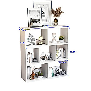 ALISENED 7-Cube Storage Shelf Organizer Bookshelf System, Modern Bookcase Open Standing Book Shelving Cabinet,Wooden Bookshelf Display Cube Shelves Compartments