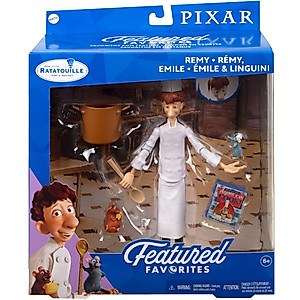 Disney Pixar Featured Favorites Ratatouille Pack with Posable Linguini Figure, Remy & Emile Figures & Accessories, Authentic Look, Collectors Gift Ages 6 Years & Older