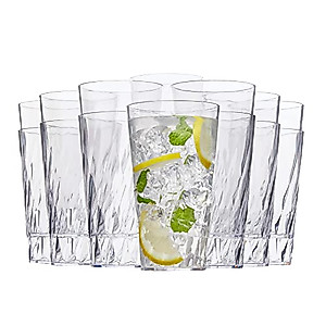 US Acrylic Palmetto 20 ounce Plastic Stackable Water Tumblers in Clear | Lightweight Value Set of 16 Drinking Cups | Reusable, BPA-free, Made in the USA, Top-rack Dishwasher Safe