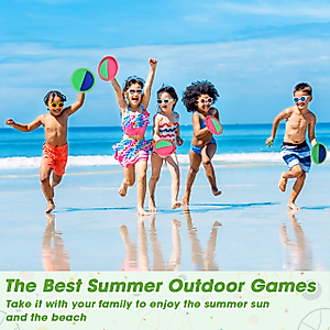 ZMLM Toss Catch Ball Toy Set: Upgraded Kid Outdoor Toy Game Beach Backyard Lawn Sport Activity Fun Outside Indoor Family Toy for Age 3-12 Girl Boy Kid Birthday Gift with 4 Sticky Paddles 4 Throw Balls