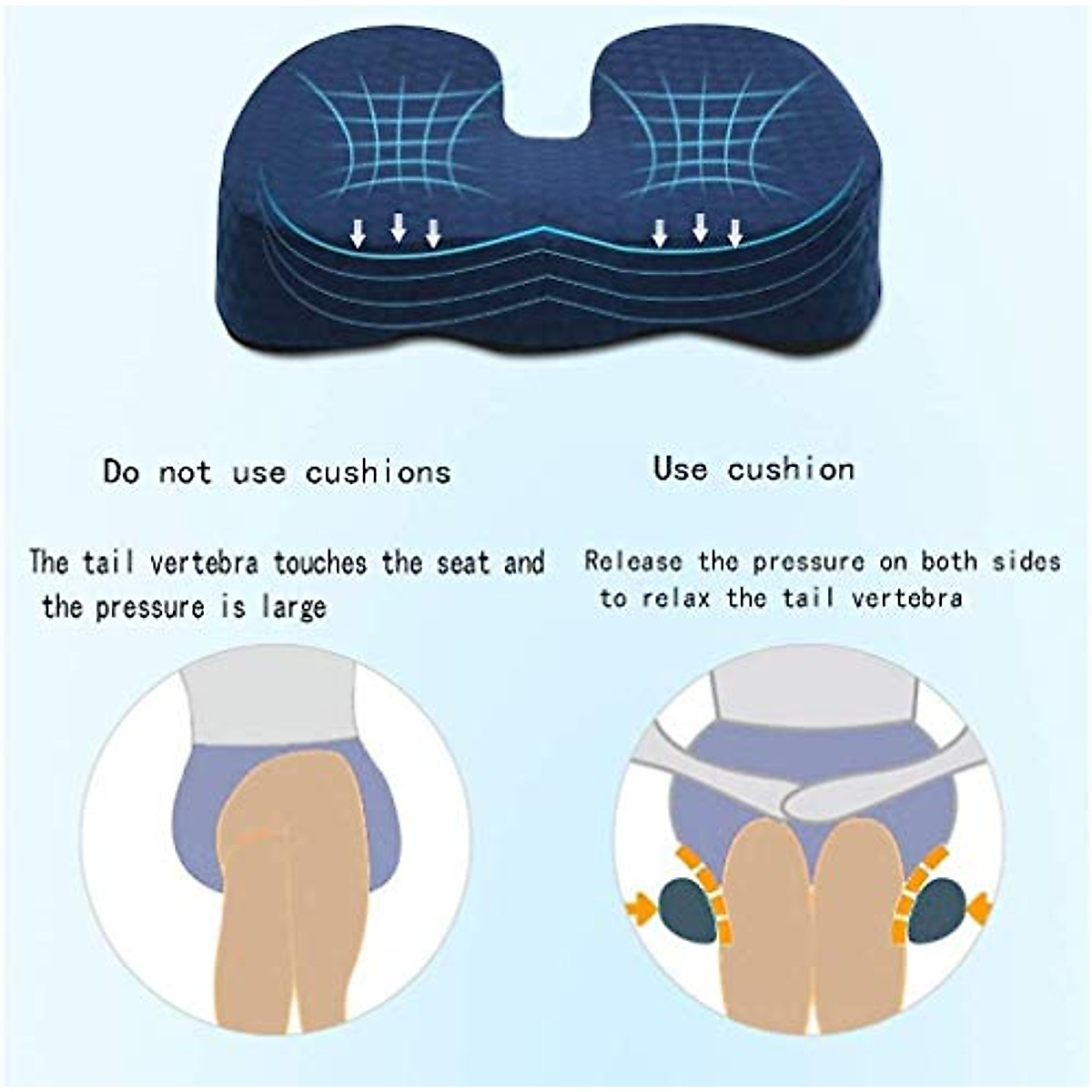 Odekai Comfort Seat Cushion Pillow for Office Chair - Butt, Tailbone, Back, Coccyx, Sciatica Memory Foam Cushions - Tailbone Cushion for Office Chair Car Seat