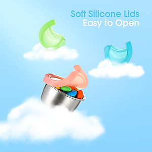 Salad Dressing Container To Go, 6x1.6 oz Small Containers with Lids, Fits in Bento Box for Lunch, Stainless Steel Condiment Cup, Premium Silicone, Easy Open, Leakproof Dipping Sauce Containers