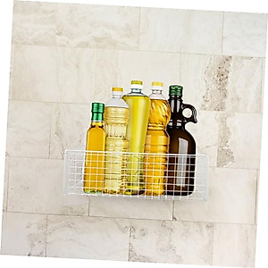 CONGARTENO Bathroom Storage Shelf Kitchen Organizer Self-Adhesive Storage Rack Storage Shelves Wall Mount Rack Iron Storage Rack White