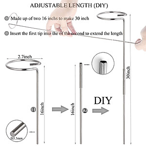 30 Inch Plant Stakes for Flowers - 5 Pack (DIY), Stainless Steel Garden Tall Single Stem Support Stake Plant Cage Support Rings for Flowers Amaryllis Tomatoes Peony Lily Rose Narcissus