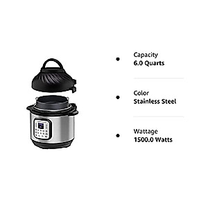 Instant Pot Duo Crisp 11-in-1 Air Fryer and Electric Pressure Cooker Combo with Multicooker Lids that Air Fries, Steams, Slow Cooks, Sautés, Dehydrates, & More, Free App With Over 800 Recipes, 6 Quart