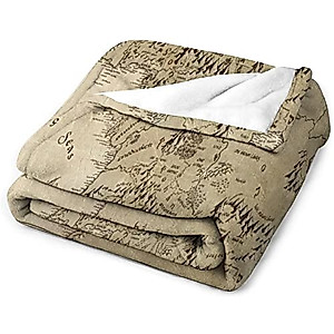 Blanket Middle Earth Map Blankets and Throws Premium Fleece Super Soft Throw Blanket Cozy Bed Blanket Couch Decorative for Home Bedding Living Room (Black, 50 * 40)