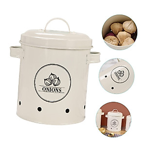 FELTECHELECTR Iron Kitchen Storage Bucket for Onions Potatoes Ginger and Garlic Versatile Onion Keeper and Storage Holder for Your Kitchen