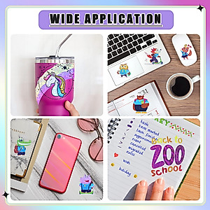 60 Sheets Printable Holographic Laminate Sheets Vinyl Sticker Paper Printable Holographic Sticker Paper for Inkjet/Laser Printer Waterproof Sticker Paper with Gem Rainbow Spot Star Patterns 8.5 x 11"