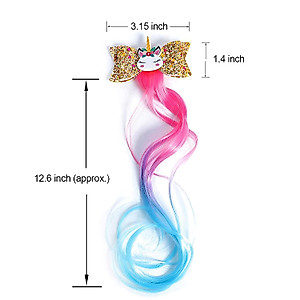 Hair Accessories for Girls - Unicorn Hair Clips, Glitter Braided Hair Extensions, Gradient Hair Bows for Dress Up