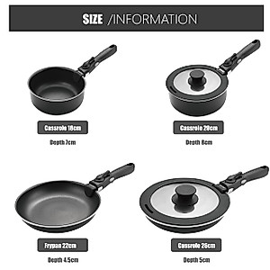Abizoe 15 Piece Non-Stick Cookware Set Non-Stick Pans and Pots with Removable Handles, Space Efficient Excellent for RVs and Compact Kitchen (15 pieces)