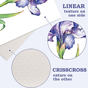 Whaline Flowers Swedish Kitchen Dishcloth Watercolor Floral Cotton Kitchen Towel 6 Design Flower Absorbent Dishcloth for Party Home Housewarming Cleaning Counter Wipes, 7 x 8 Inch