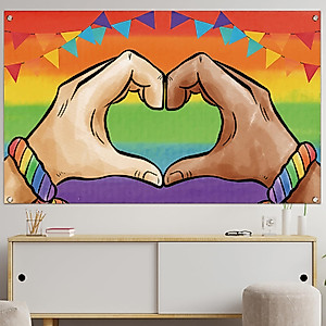 LGBTQ+ Gay Pride Backdrop Pride Flag Decor Gay Lesbian Bisexual Transgender Pride Day Month Parade Rainbow Party Decoration and Supplies for Home