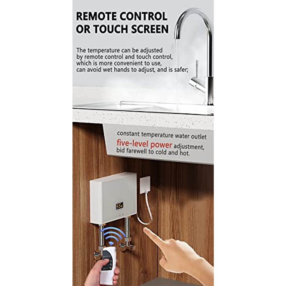 FMATOZ Mini Electric Tankless Water Heater 4000W 110V Constant Temperature Instant Hot Water Heater with Remote Control Digital Display On Demand Hot Water Heater for Home Kitchen Indoor